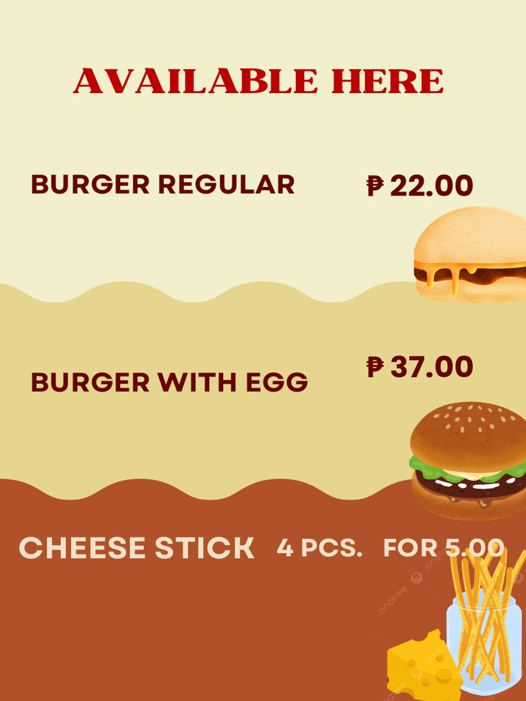 Brown Modern Fast Food Burger Menu | PDF