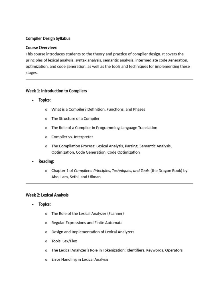 Compiler Design Syllabus | PDF | Compiler | Parsing