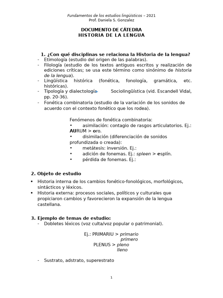 Historia y cambios del español | PDF | latín | Lengua española