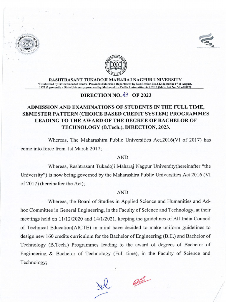 Direction 43 of 2023 RTMN University | PDF