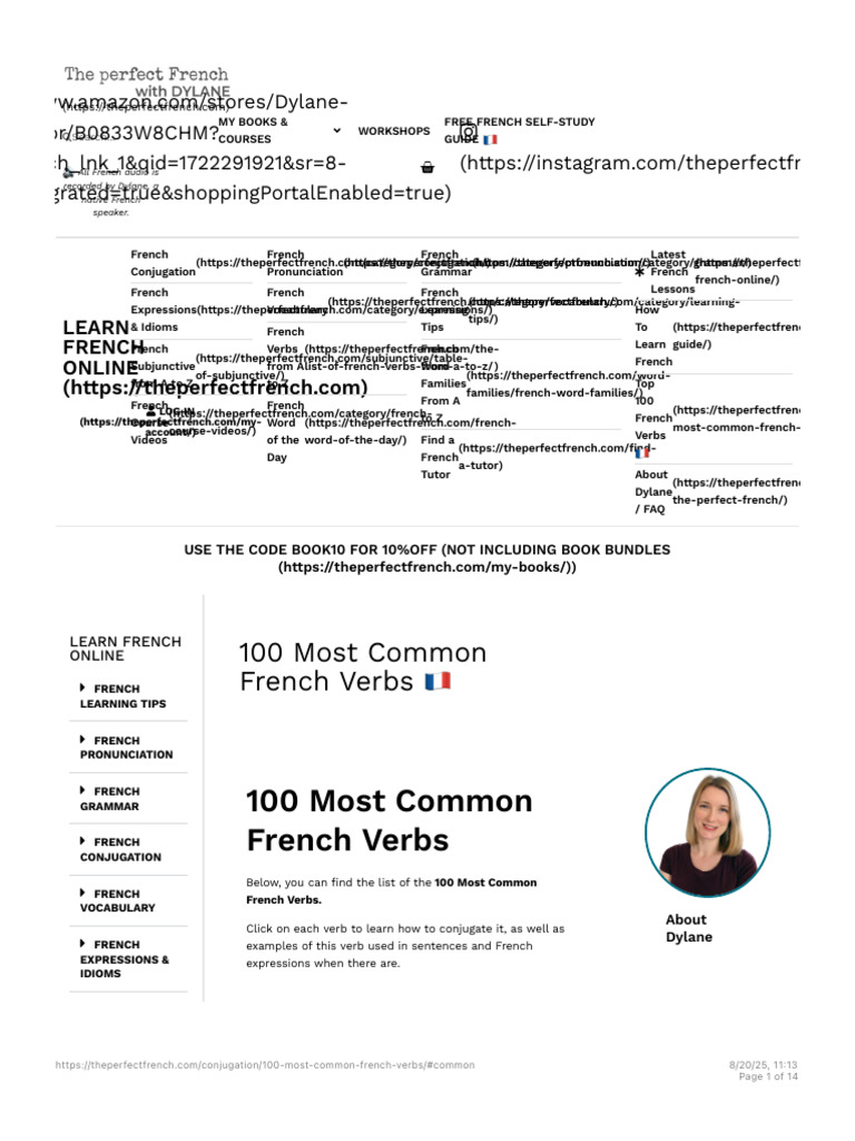The 100 Most Common French Verbs ?? | PDF | French Language ...