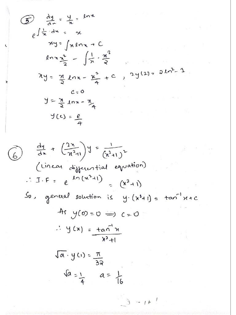Differential Equation Ex3 Part 2 Solutions | PDF