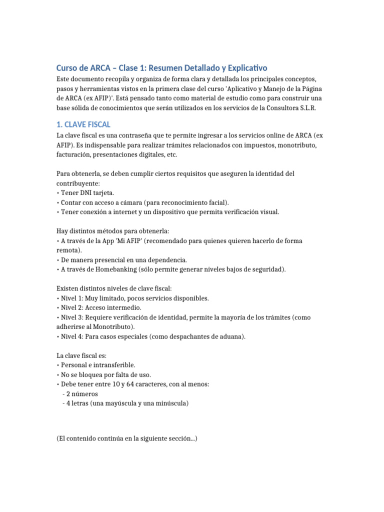 Resumen Curso ARCA - COMPLETO | PDF