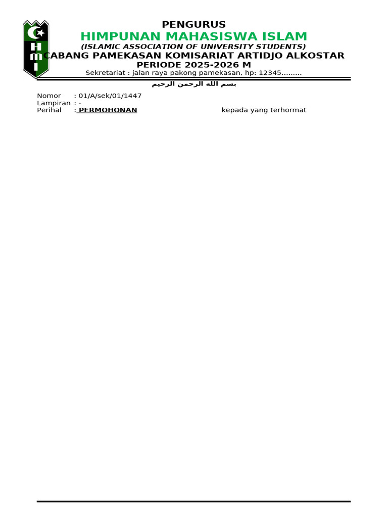Contoh Surat HMI | PDF