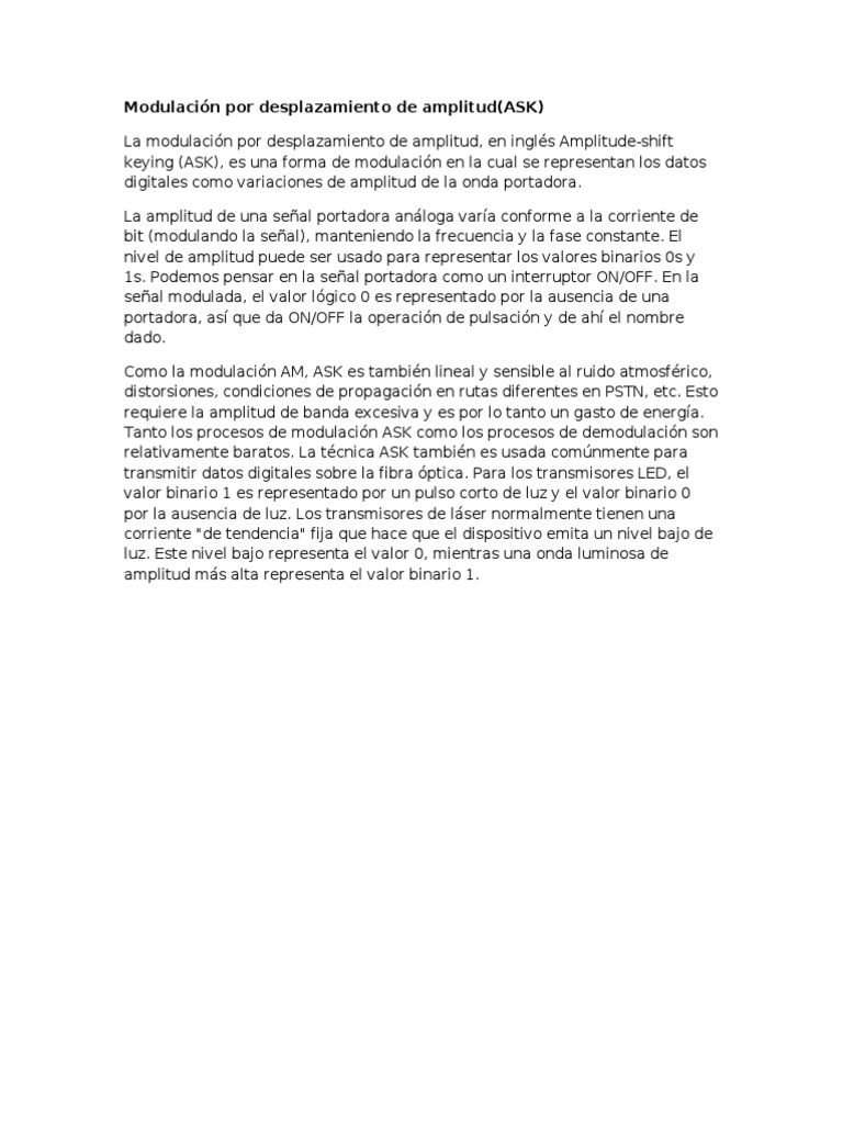 Modulacion Ask FSK MSK PSK | PDF | Tecnología de medios | Datos de ...