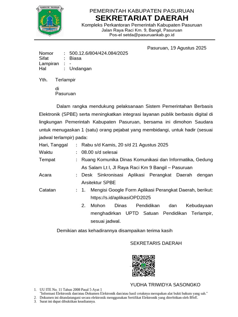 Undangan Isian SPBE | PDF