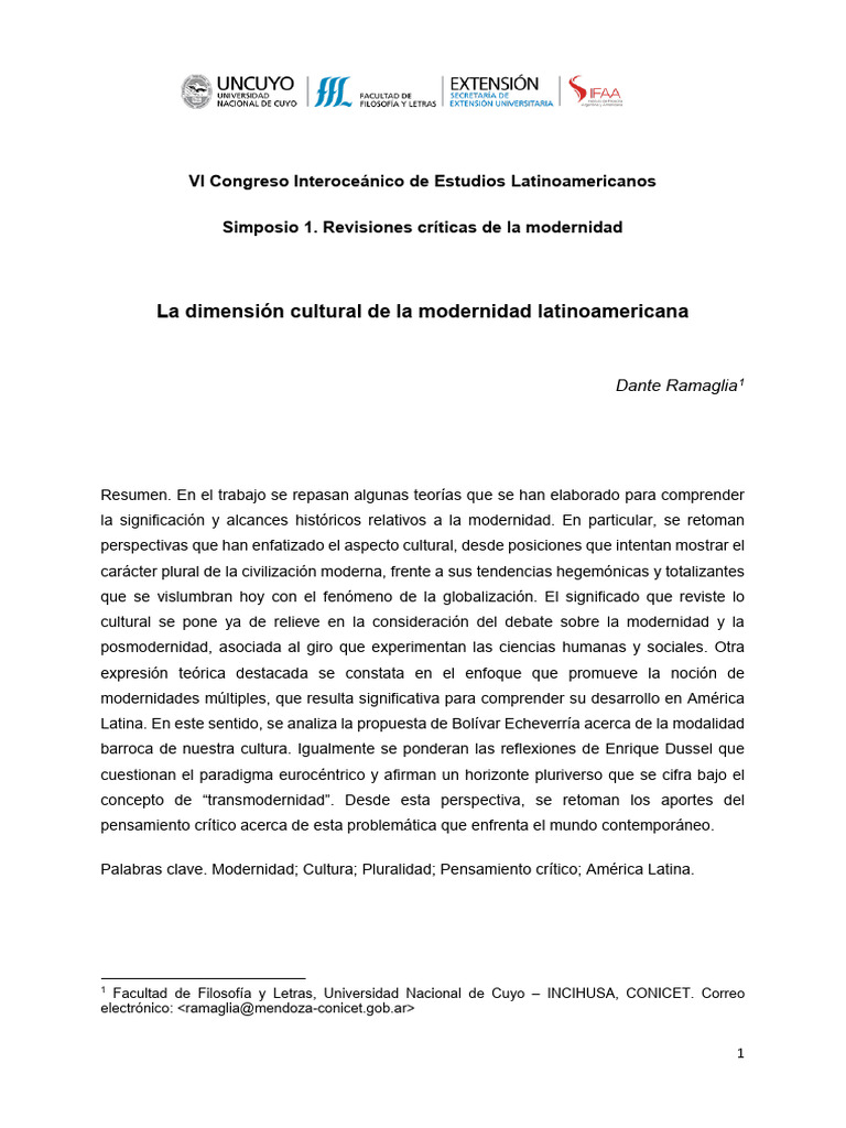 Modernidad y Cultura en América Latina | PDF | Globalización | Modernidad