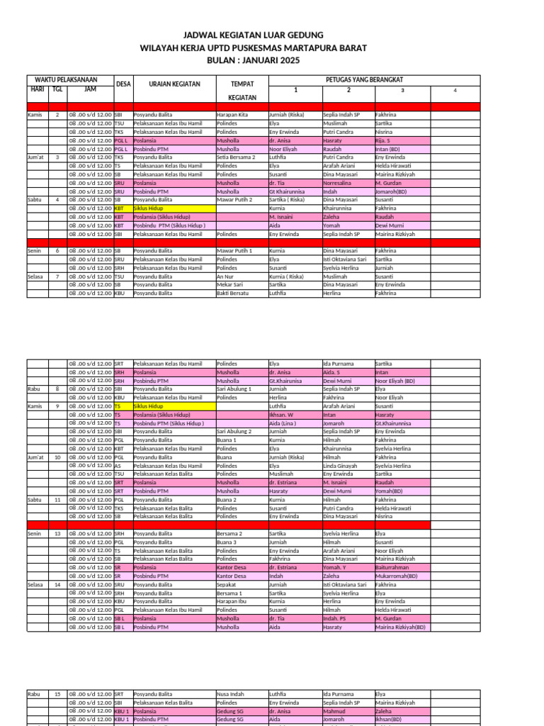 Jadwal Luar Gedung 2025 AGT | PDF