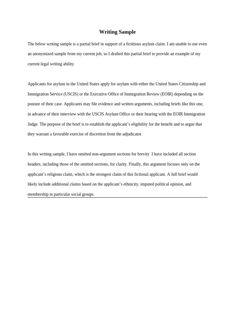 Asylum Brief Sample for Religious Claim | PDF | Asylum In The United ...