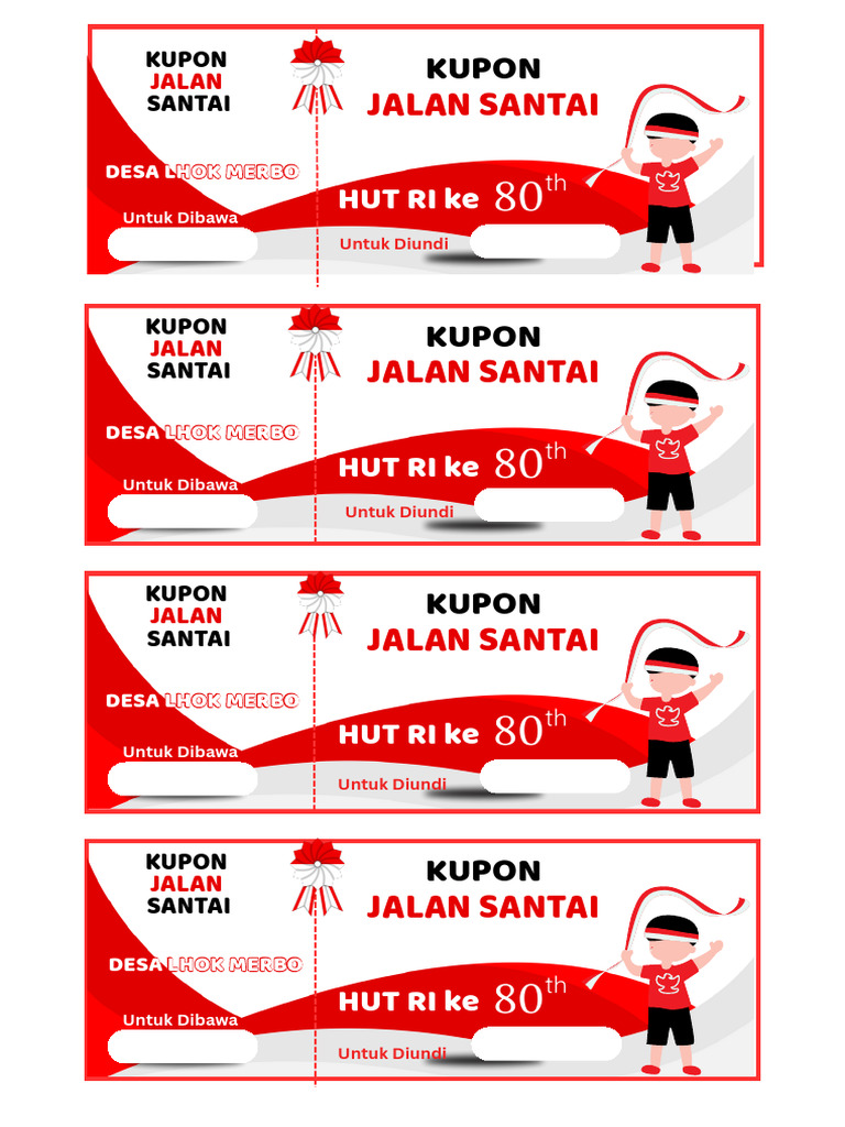 Merah Dan Putih Ilustrasi Kupon Jalan Santai HUT RI A4 - 20250820 ...