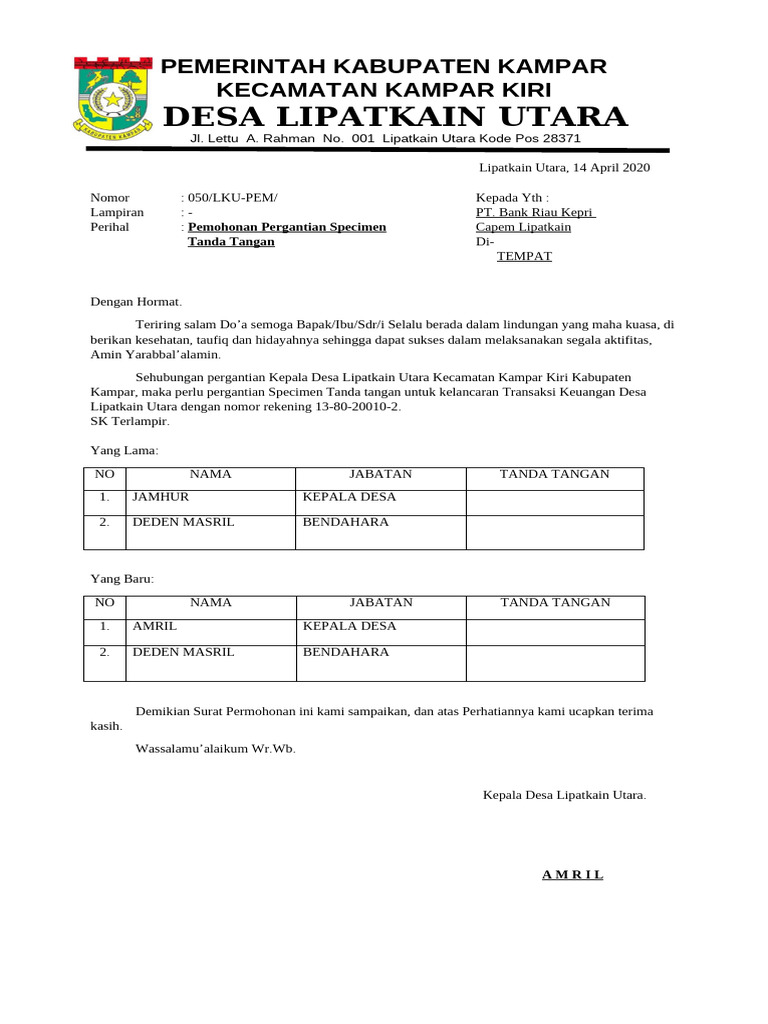 Speciment Tanda Tangan 2024 | PDF
