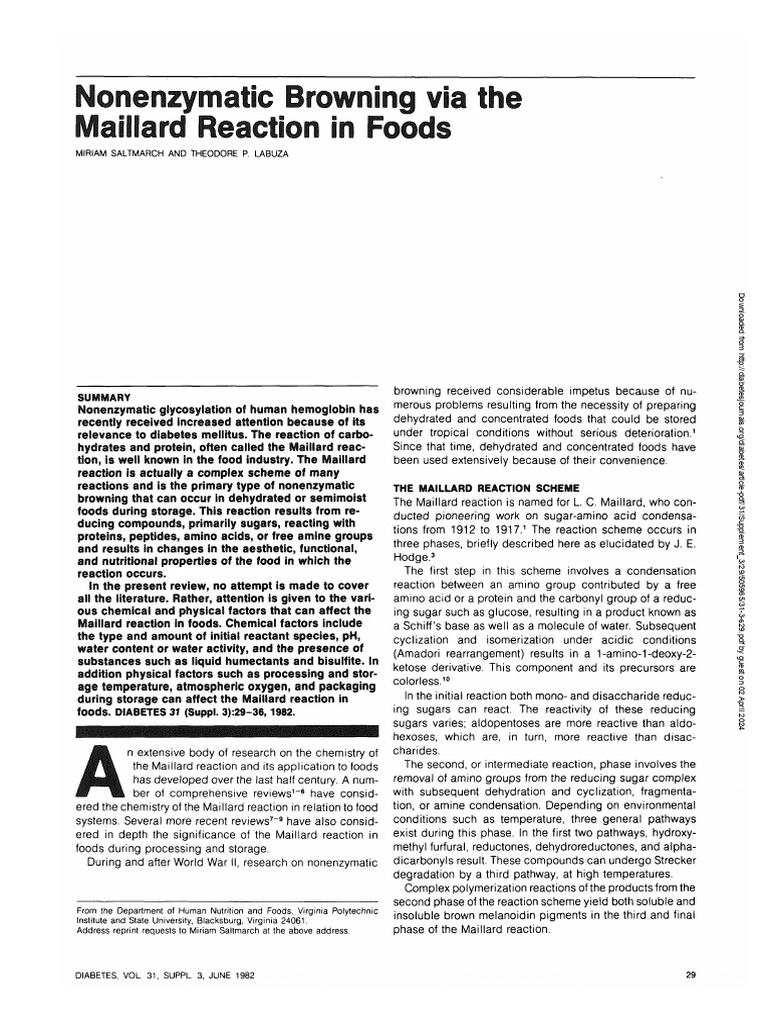 Maillard Reaction in Food Browning | PDF | Glucose | Water