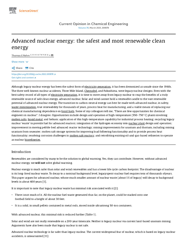 Advanced Nuclear: The Future of Clean Energy | PDF | Nuclear Power ...