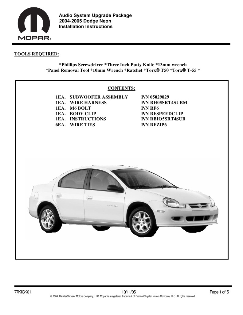 Dodge Neon Radio | PDF | Electrical Connector | Automobiles