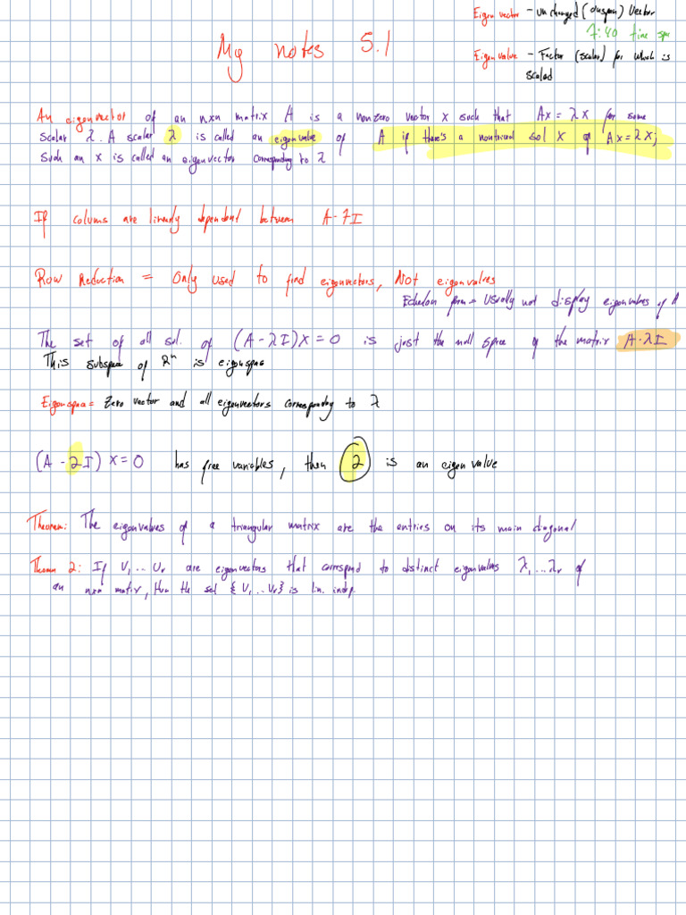 Notes For Linear Algebra | PDF | Eigenvalues And Eigenvectors ...