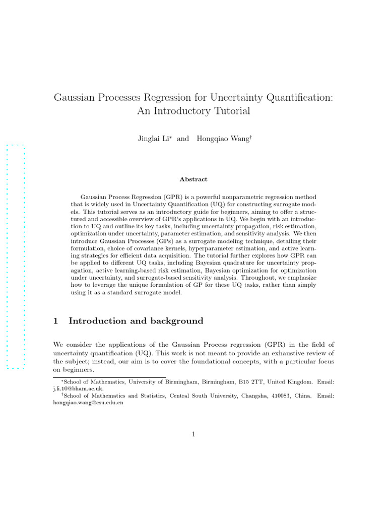 I - Gaussian Processes Regression For Uncertainty Quantification | PDF | Cross Validation ...