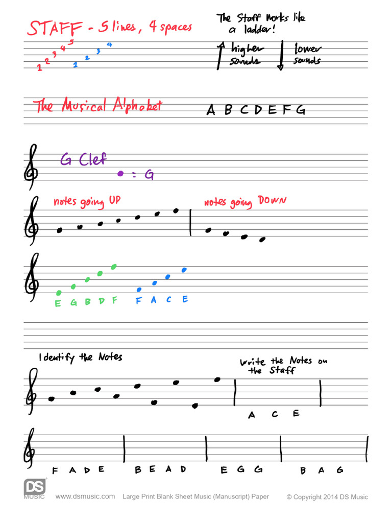 The Staff and Treble Clef Notes | PDF