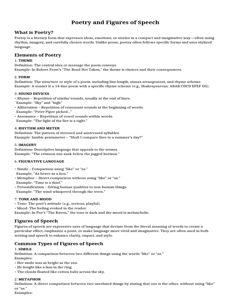 Poetry and Figures of Speech | PDF | Poetry | Rhyme