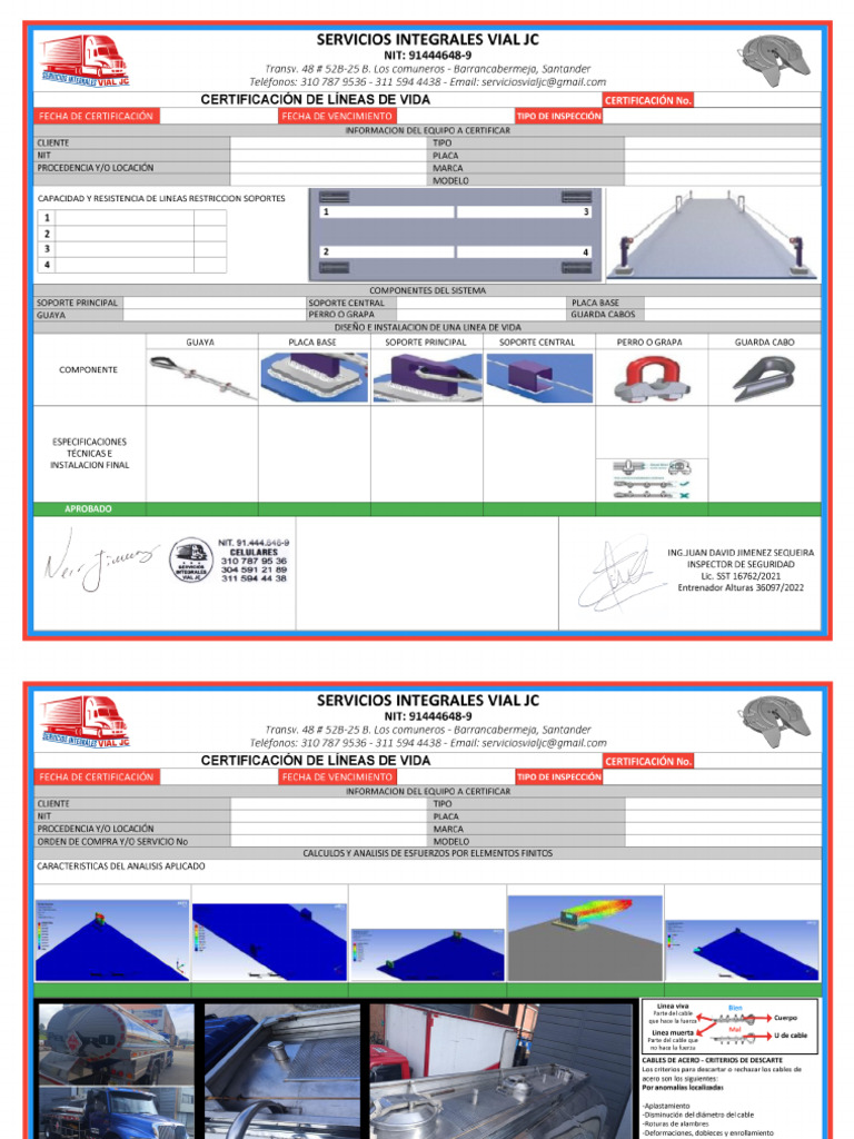 REPORTE N° 602 LINEA VIDA SPV-784 | PDF | Ingeniería mecánica | Ingeniería estructural