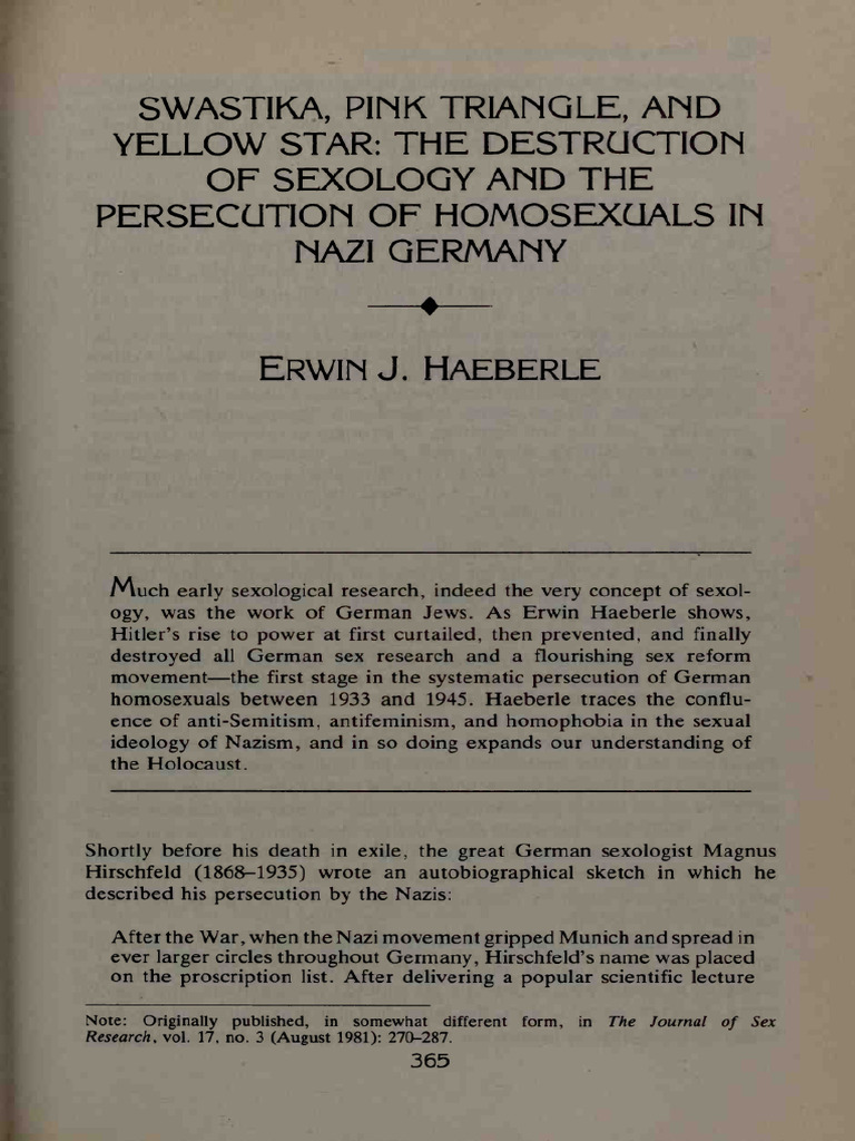 Nazi Persecution of Homosexuals and Sexology | PDF | Sexology | Nazism