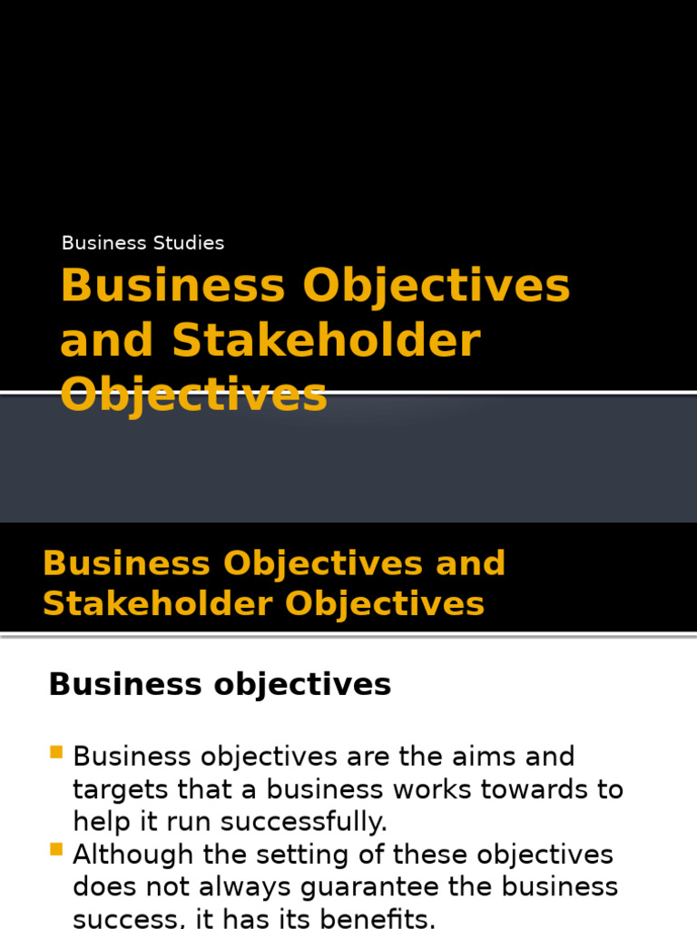 Chapter 5 Business Objectives and Stakeholder Objectives | PDF ...