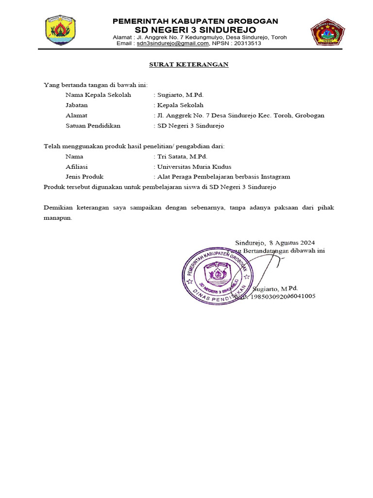 Surat Keterangan Penggunaan Haki | PDF