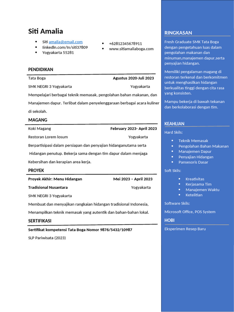 Membuat CV Kreativitas Safira Dwi Oktafiana | PDF