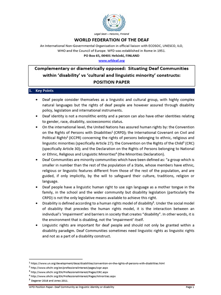 2018 Deaf Community As Linguistic Identity or Disability World ...
