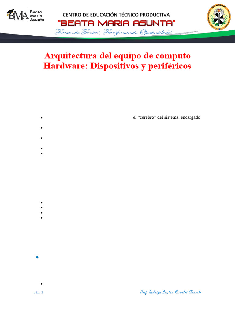 Clase 3 - Arquitectura Del Equipo de Cómputo - Hardware | PDF ...