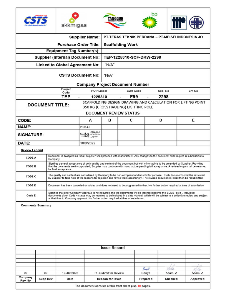 Scaffolding Design for Lighting Pole | PDF | Bending | Scaffolding