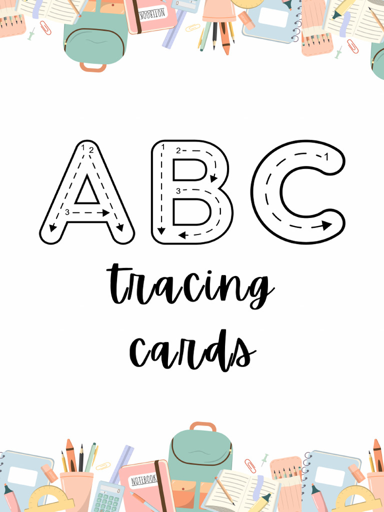 Alphabet Tracing Cards Worksheet in Pastel Colors Illustrative | PDF