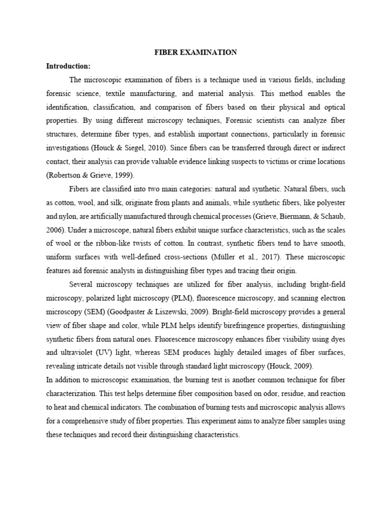 Fiber Examination Techniques in Forensics | PDF | Microscopy | Fibers