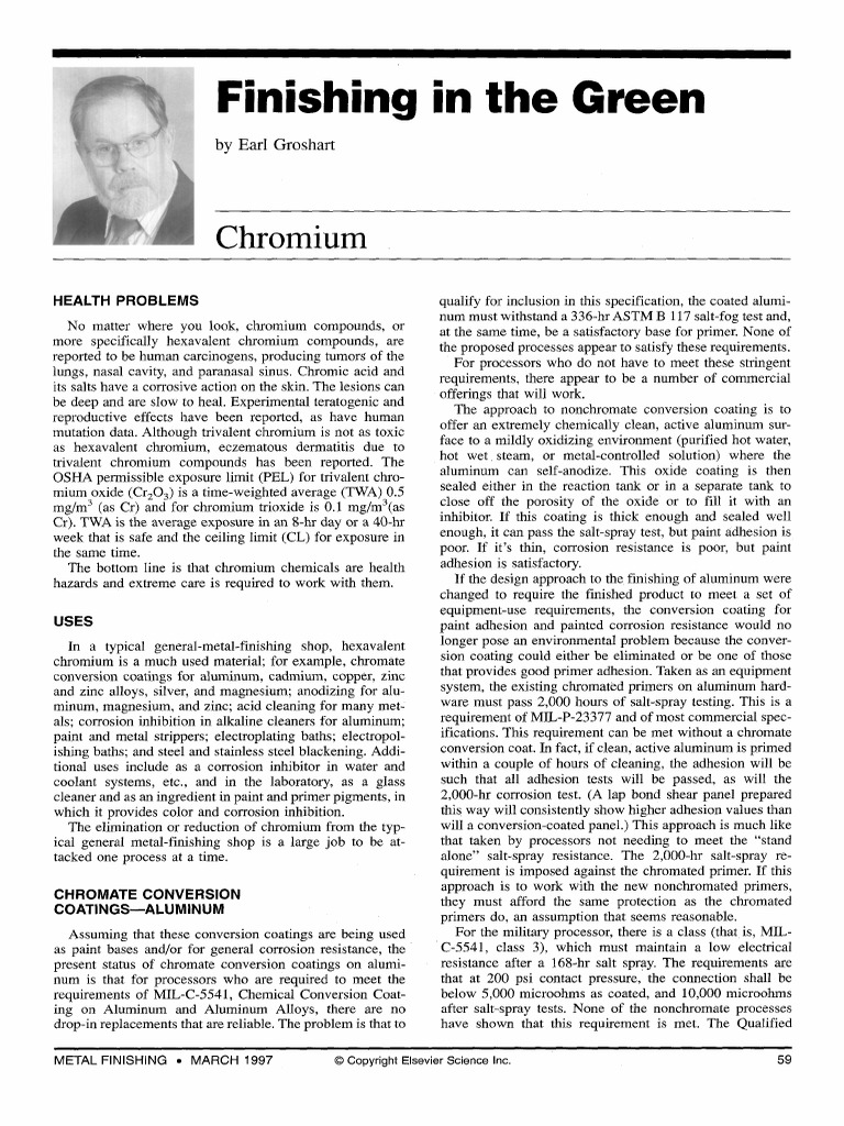 Chromium Health Risks and Alternatives | PDF | Chromium | Corrosion
