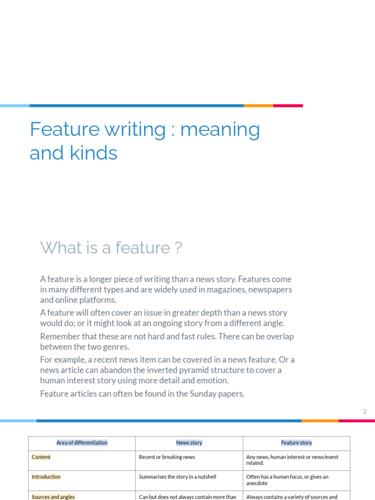 Feature - Meaning and Types | PDF | News | Adjective