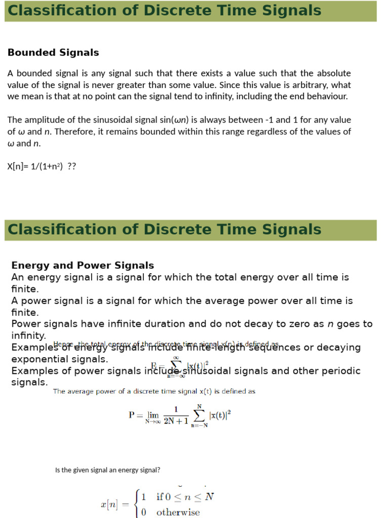 Understanding Bounded and Discrete Signals | PDF | Discrete Time And ...