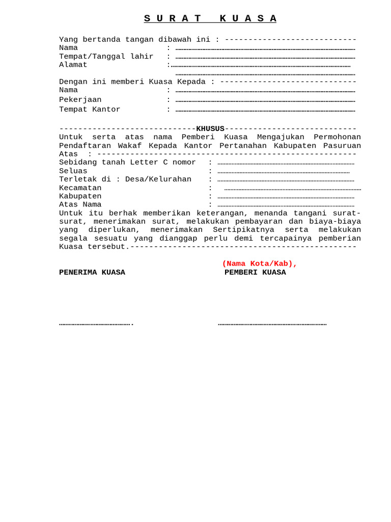 Surat Kuasa (Wakaf) | PDF