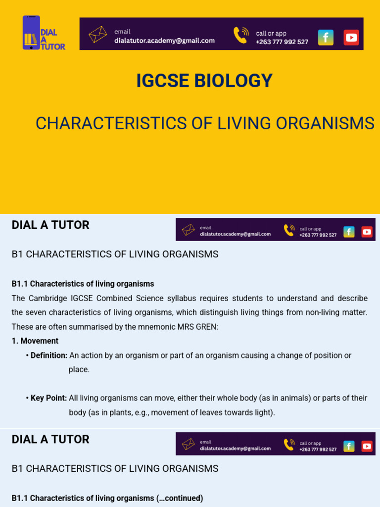 Key Traits of Living Organisms | PDF | Excretion | Nutrition