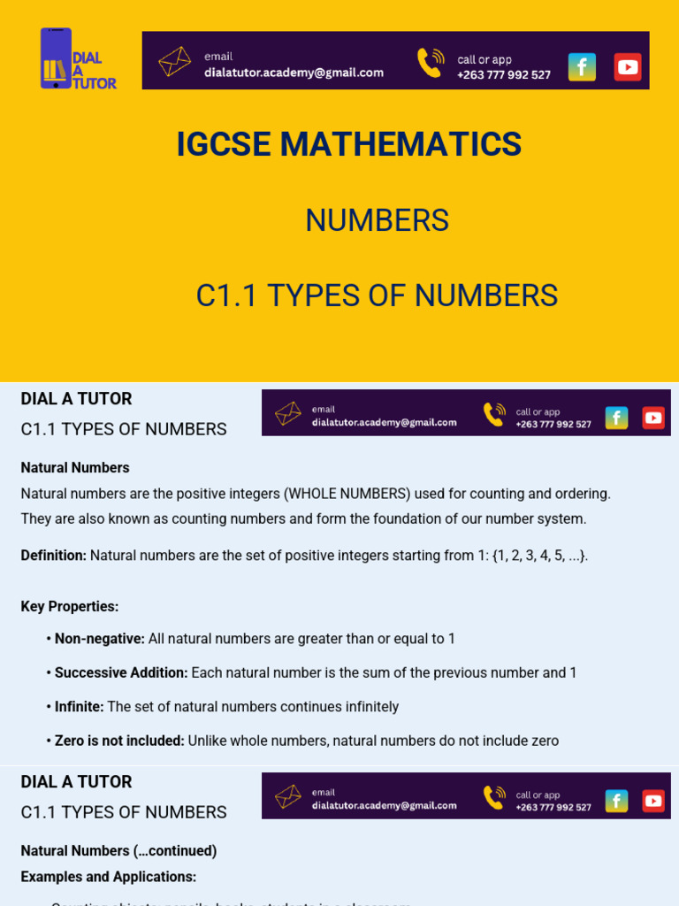 Igcse o Level Mathematics Types of Numbers | PDF | Numbers | Factorization