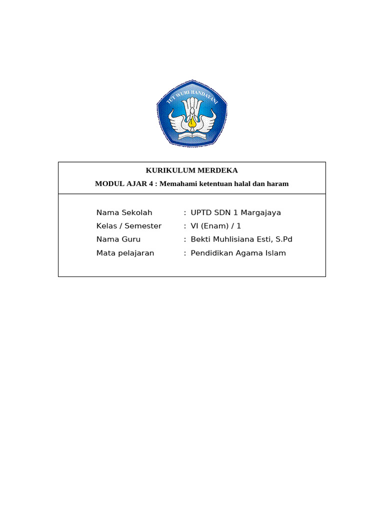 Modul Ajar Pai Bab 4 Hukum Halal Haram | PDF