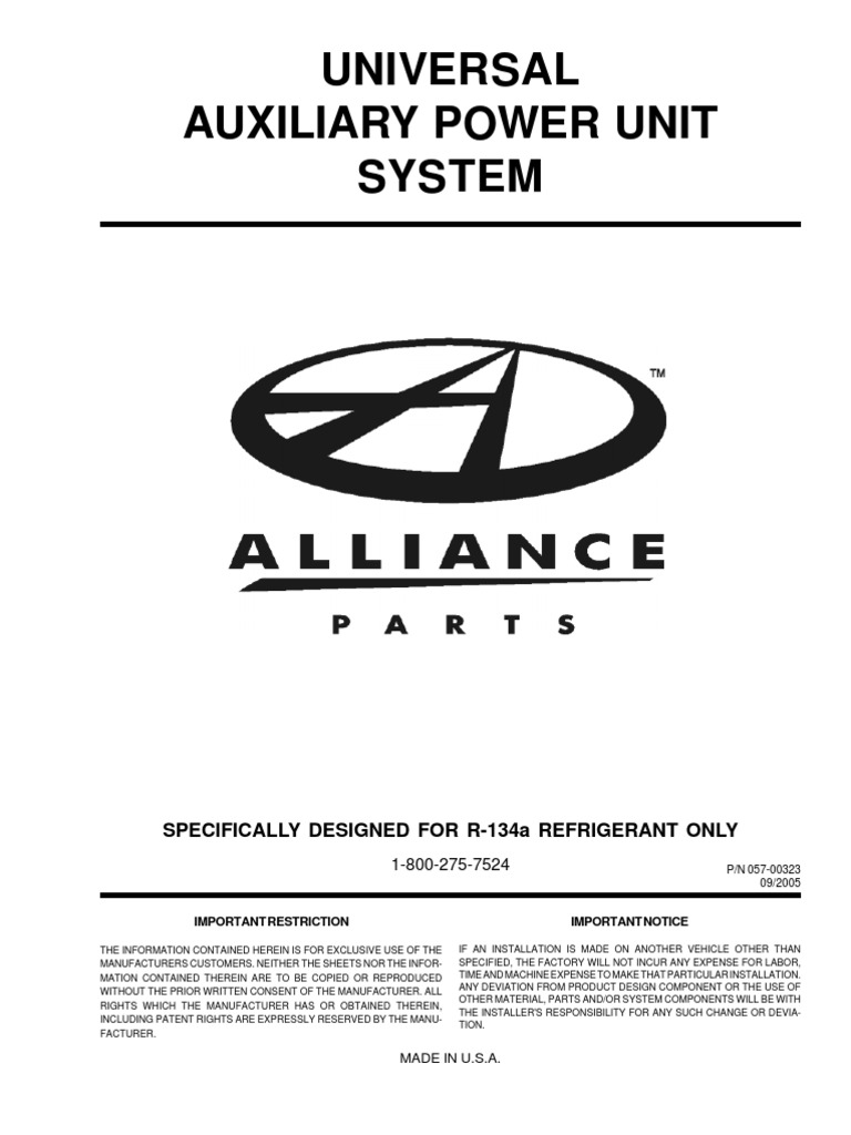 Alliance Universal APU | PDF | Air Conditioning | Duct (Flow)