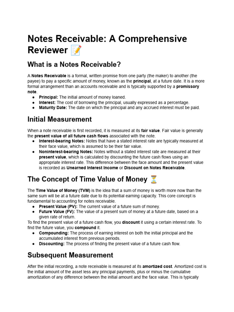 Notes Receivables Reviewer | PDF | Present Value | Interest