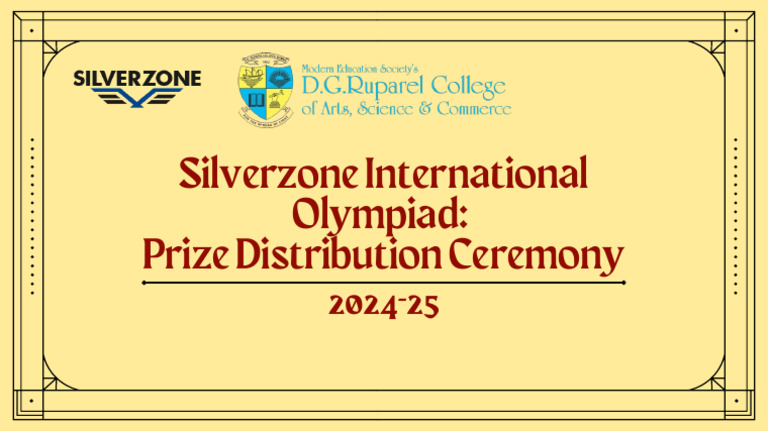 Silverzone International Olympiad Prize Distribution Ceremony | PDF