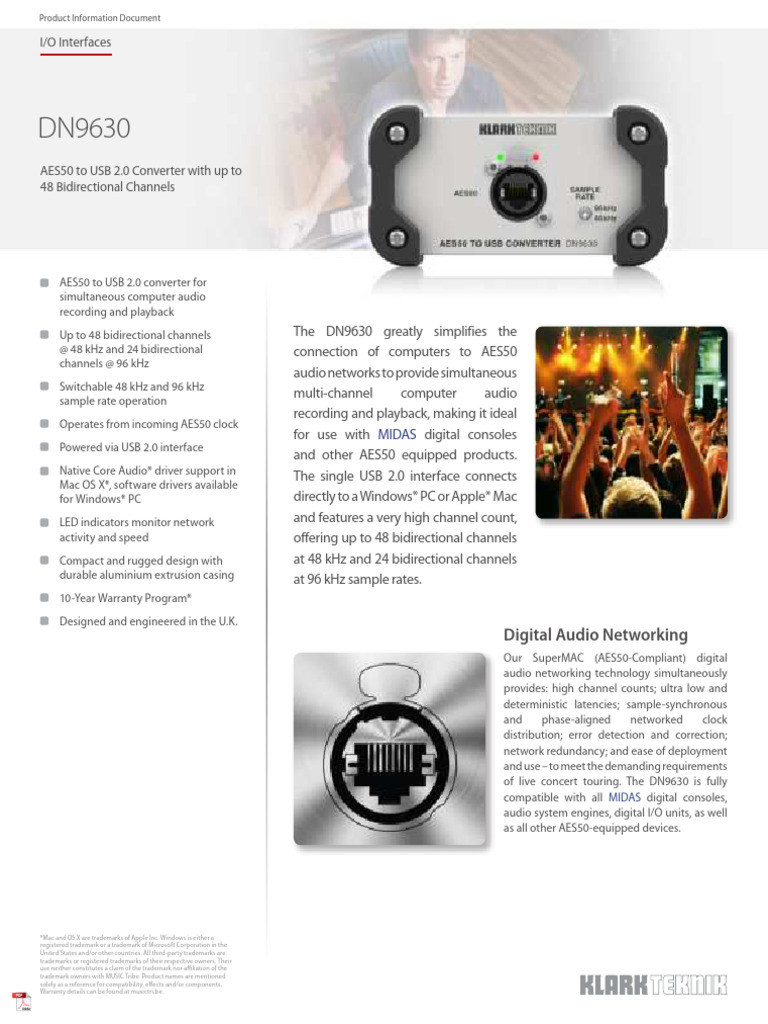 Klark Teknik Dn9630 Product Info | PDF | Usb | Computer Engineering