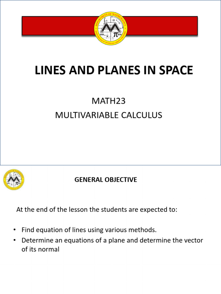Lines and Planes in Multivariable Calculus | PDF | Line (Geometry ...
