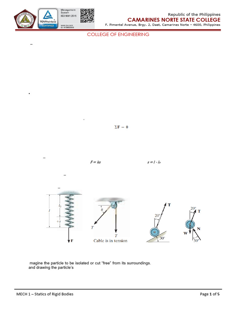 Equilibrium of Particles in Statics | PDF | Force | Geometry