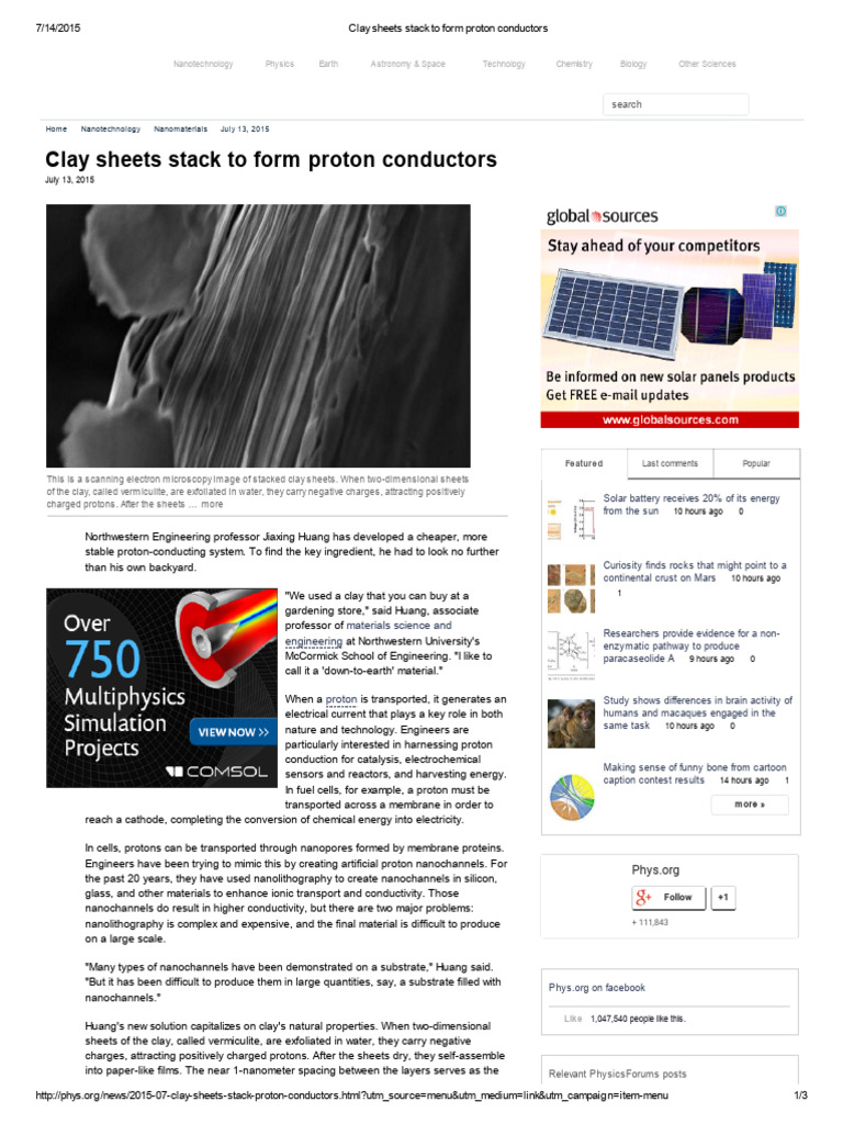 Clay sheets stack to form proton conductors great thermal properties ...