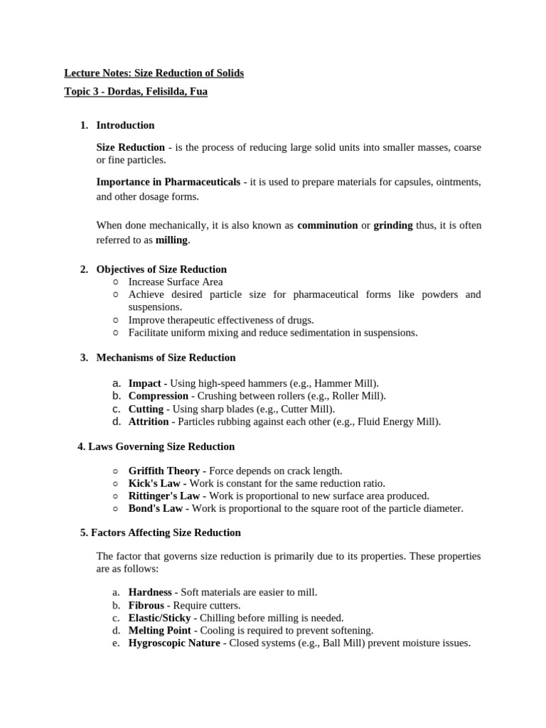 03 Size Reduction of Solids | PDF | Mill (Grinding) | Applied And Interdisciplinary Physics