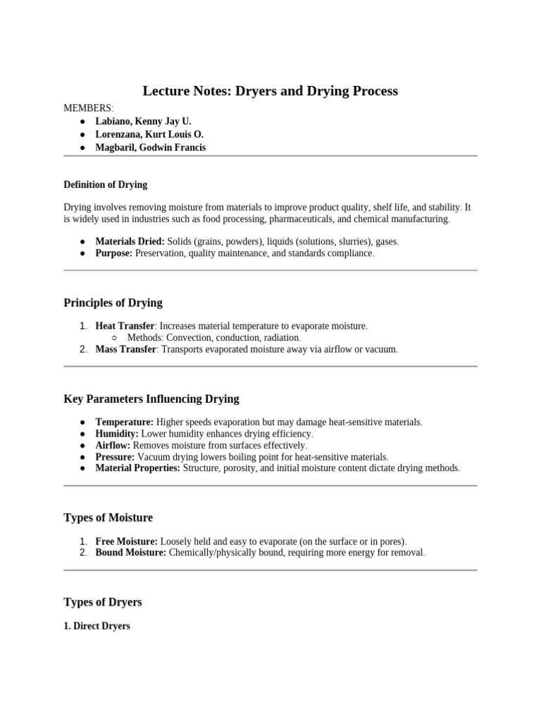 Overview of Drying Processes and Technologies | PDF | Heat Transfer ...