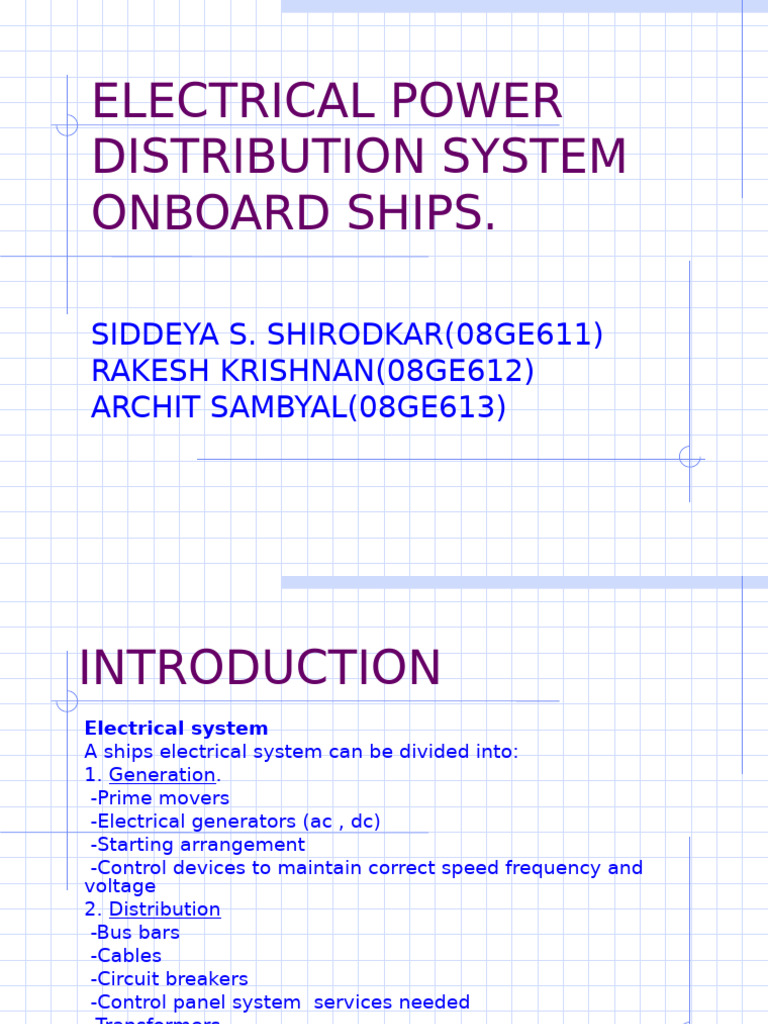 Ship Electrical Distribution Overview | PDF | Electric Power ...