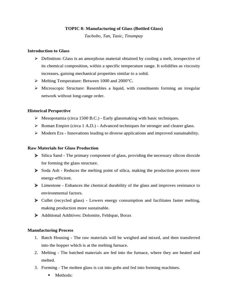 08 Manufacturing of Glass | PDF | Glasses | Silicon Dioxide